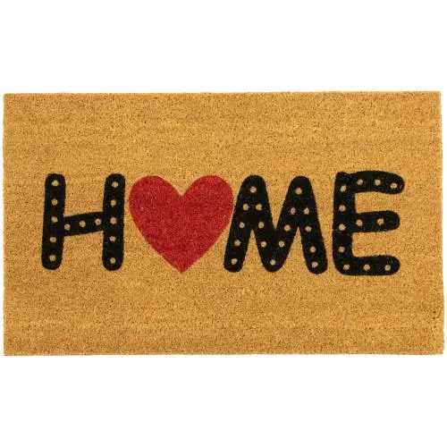 NORTHLIGHT Natural Coir Home Heart Outdoor Doormat 18" X 30 - Brown