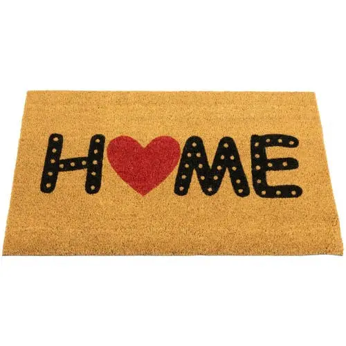 NORTHLIGHT Natural Coir Home Heart Outdoor Doormat 18" X 30