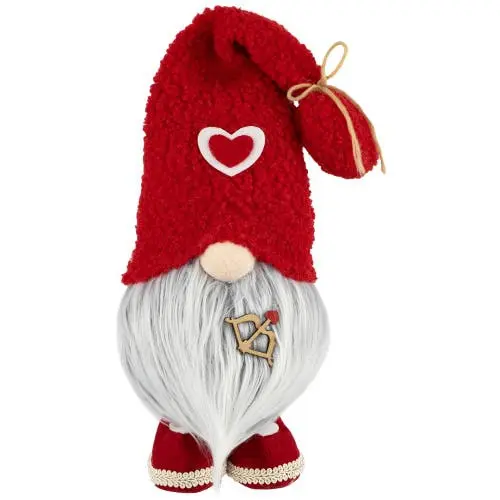 NORTHLIGHT Valentine's Day Gnome Figurine With Bow And Arrow19.5" - Red