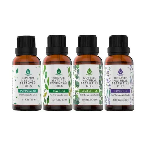 PURSONIC 4-pack Pure & Natural Essential Oils Collection Eucalyptus, Lavender, Tea Tree