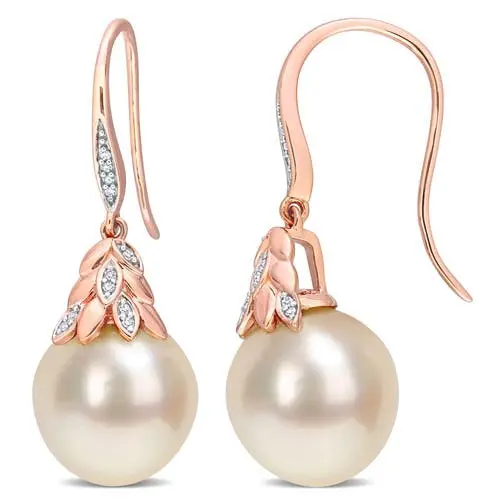 JULIANNA B. South Sea Cultured Pearl And Diamond Drop Earrings - Cultured South Sea Pearl