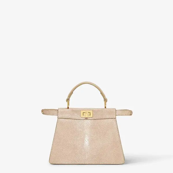 Fendi Peekaboo Iseeu Petitedove Gray Stingray Leather - Beige