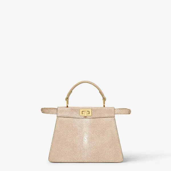 Fendi Peekaboo Iseeu Petitedove Gray Stingray Leather - Beige
