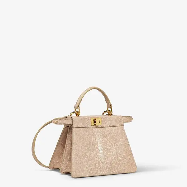 Fendi Peekaboo Iseeu Petitedove Gray Stingray Leather - Beige