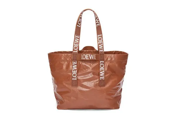 Loewe Fold Shopper In Paper Calfskin - Tan