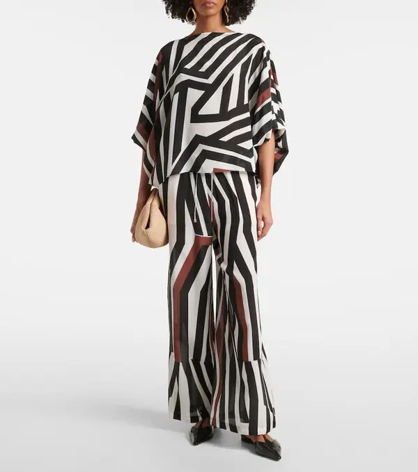 Max Mara Camino Striped Silk Top - Multicoloured