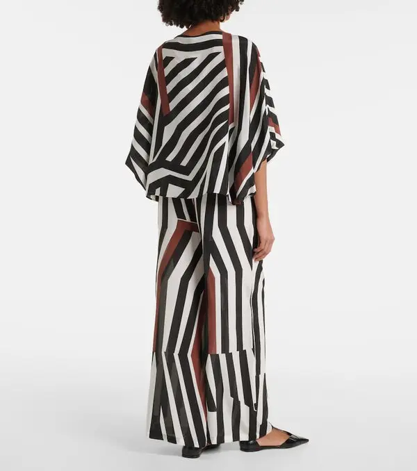 Max Mara Camino Striped Silk Top - Multicoloured