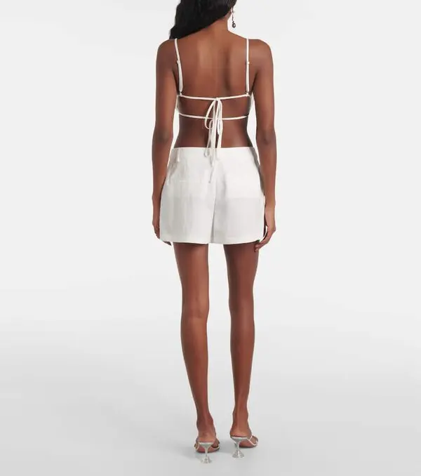 Blumarine Floral-appliqué Gabardine Shorts - White