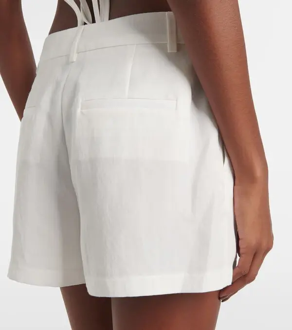 Blumarine Floral-appliqué Gabardine Shorts - White