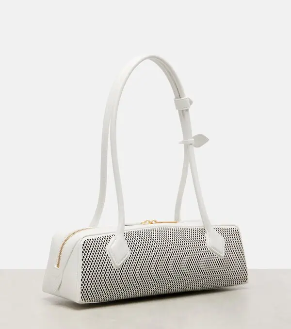Alaïa Le Teckel Medium Suede Shoulder Bag - White