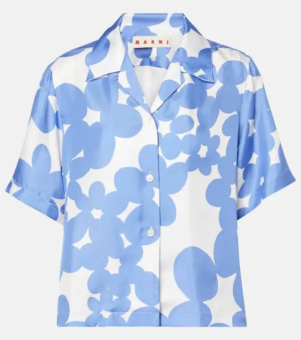 Marni Floral Silk Shirt - Blue