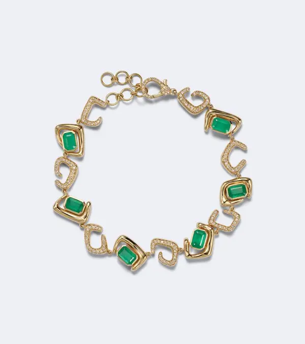 Shay Jewelry 18kt Bracelet With Emeralds And Diamonds - Gold