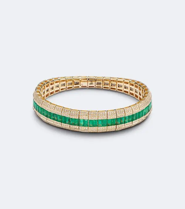 Shay Jewelry 18kt Bracelet With Emeralds And Diamonds - Gold