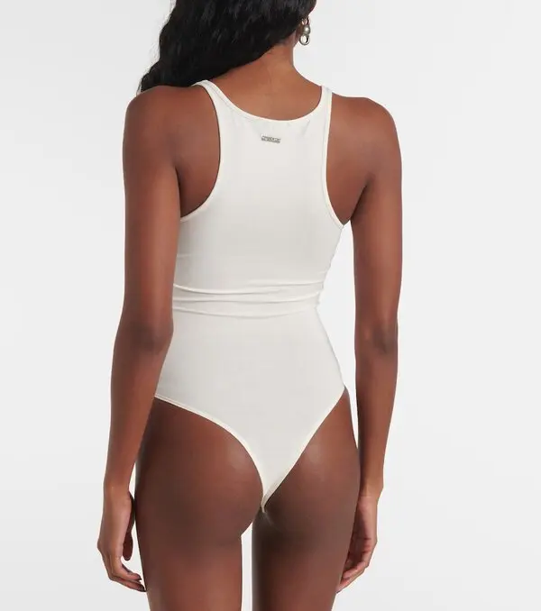 MUGLER Embellished Cotton Bodysuit - White
