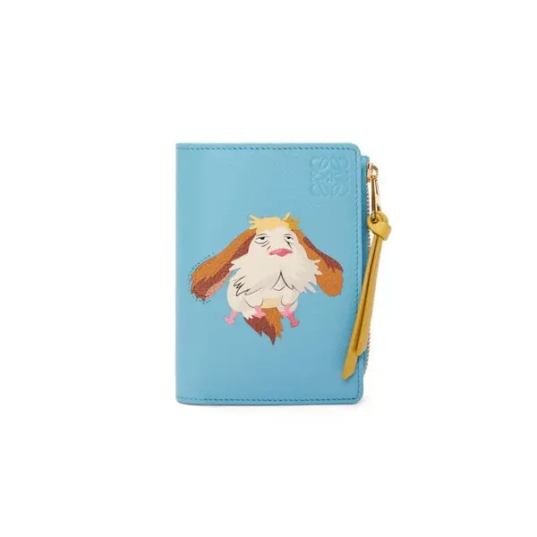Loewe X Howls Heen Slim Zip Bifold In Classic Calfskin - Light Blue
