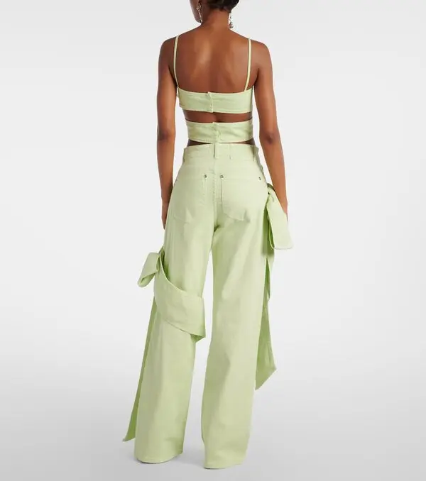 Blumarine Bow-detail Denim Top - Green