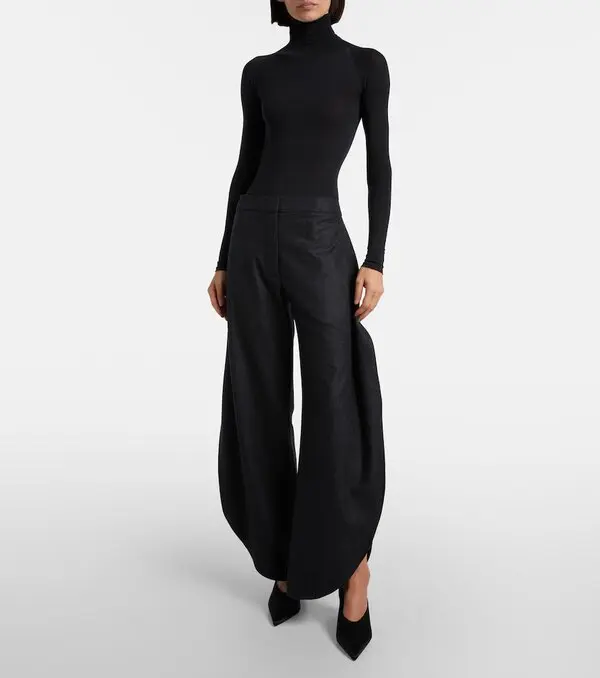 Alaïa Cube 75 Satin Wedge Mules - Black