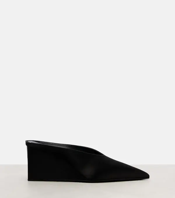 Alaïa Cube 75 Satin Wedge Mules - Black