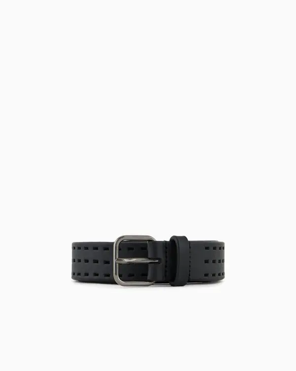 Giorgio Armani Perforated Leather Belt - Black
