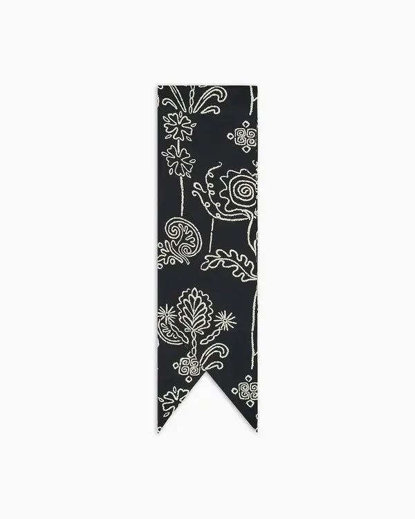 Giorgio Armani Printed Silk Scarf - Navy Blue