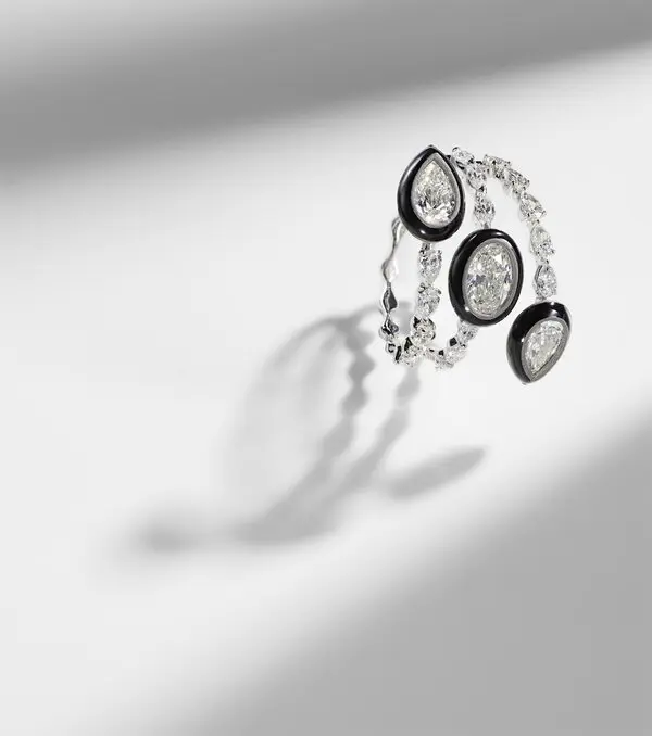KAMYEN 18kt White Gold Diamond And Enamel Ring