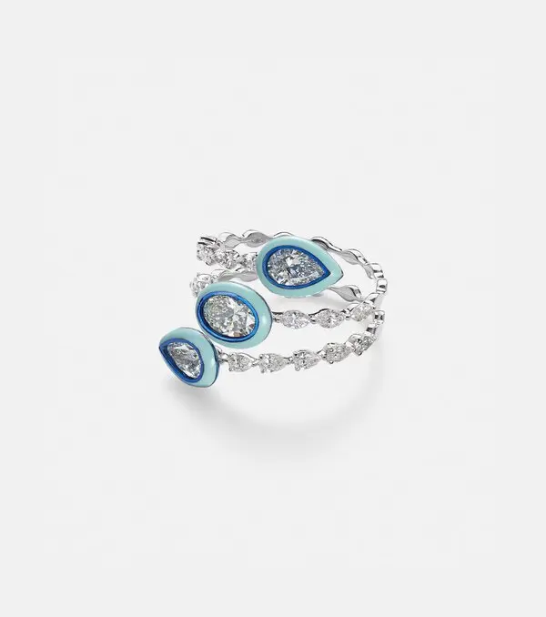 KAMYEN 18kt White Gold Diamond And Enamel Ring