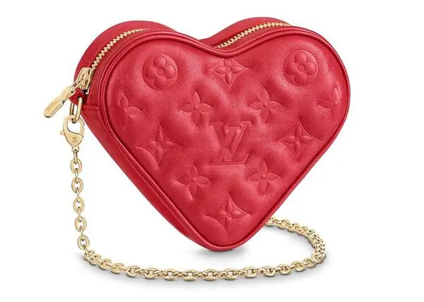 LOUIS VUITTON Heart On Chain Monogram Lambskin Pouch