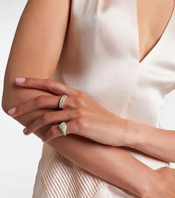 KAMYEN Striped Pear Diamond And Enamel Ring In 18kt White Gold