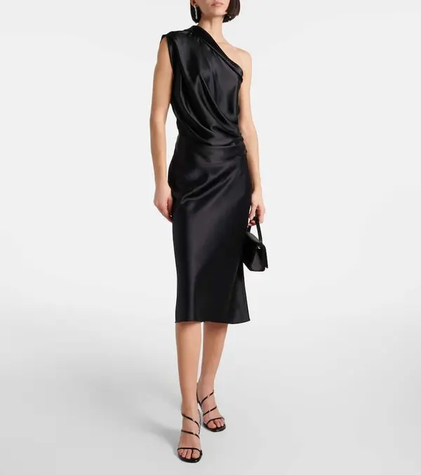 THE SEI Asymmetric Silk Top - Black