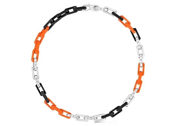 LOUIS VUITTON Monogram Chain Necklace - Silver/orange