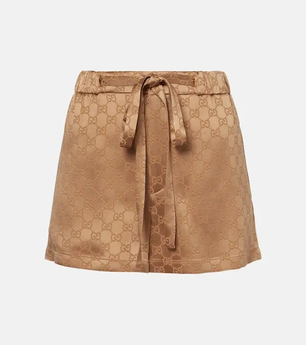 Gucci Gg Satin Shorts - Brown