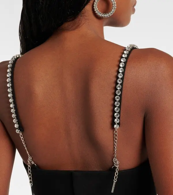 AREA Heart Crystal-embellished Crop Top
