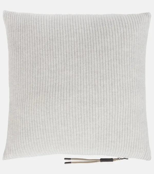 Brunello Cucinelli Ribbed-knit Cashmere Pillow - White