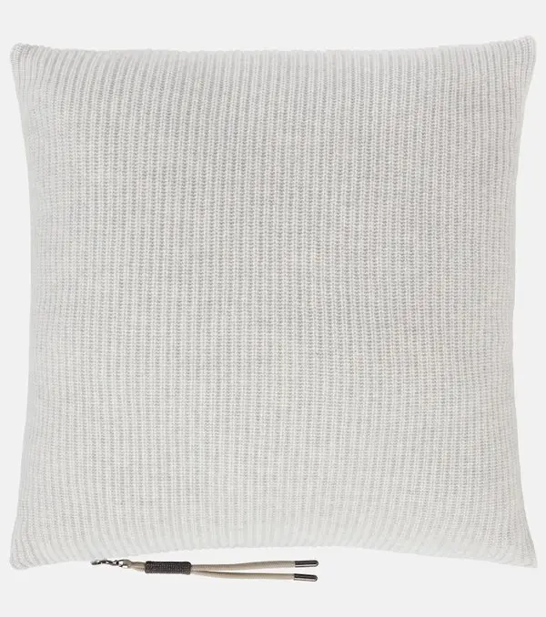 Brunello Cucinelli Ribbed-knit Cashmere Pillow - White