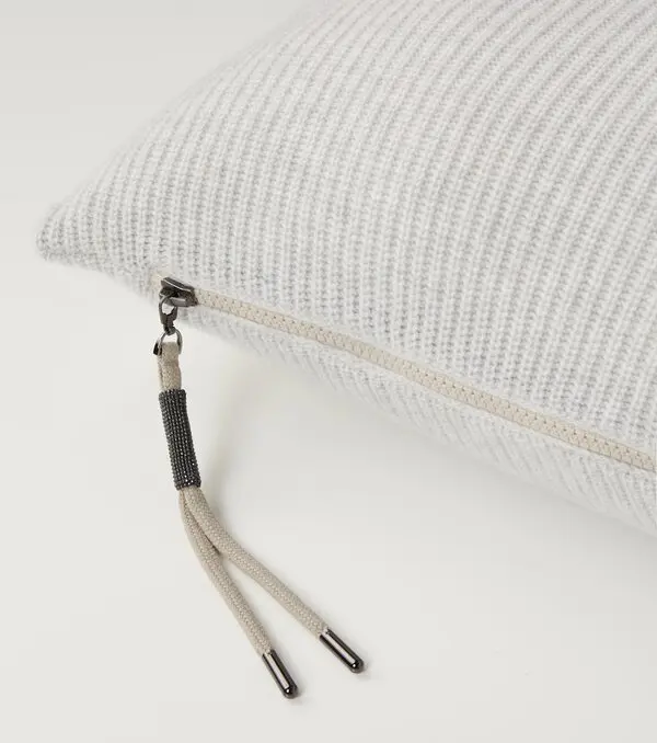 Brunello Cucinelli Ribbed-knit Cashmere Pillow - White