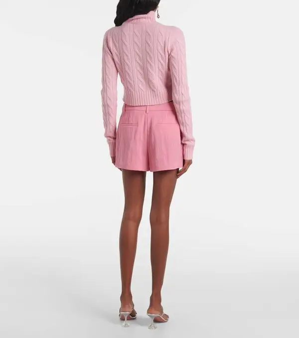 Blumarine Floral-appliqué Gabardine Shorts - Pink