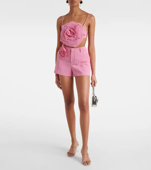 Blumarine Floral-appliqué Gabardine Shorts