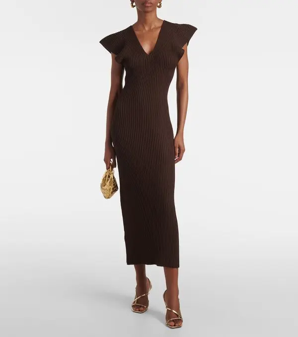 Altuzarra Trey Ruffled Ribbed-knit Gown