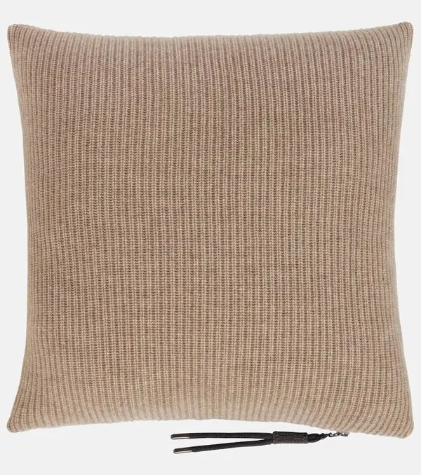 Brunello Cucinelli Ribbed-knit Cashmere Cushion - Beige