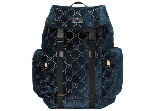 Gucci Gg Velvet Medium Backpack - Blue
