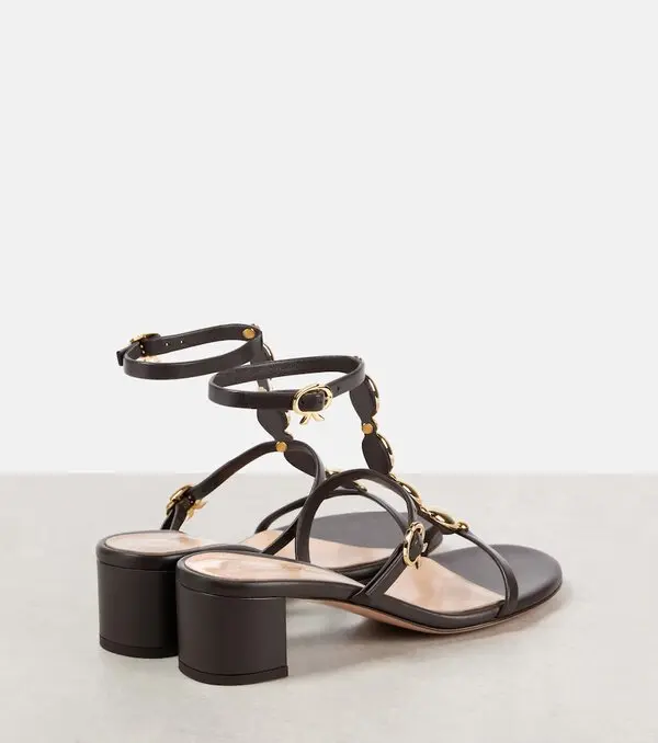 GIANVITO ROSSI 45 Leather Sandals - Brown