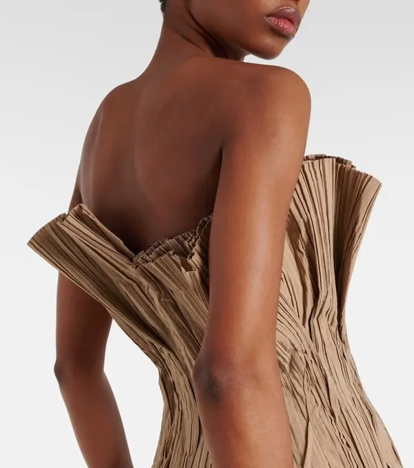 THE ROW Cristel Pleated Poplin Bustier Gown