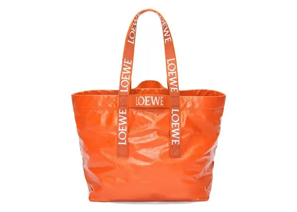 Loewe Fold Shopper In Paper Calfskin - Orange