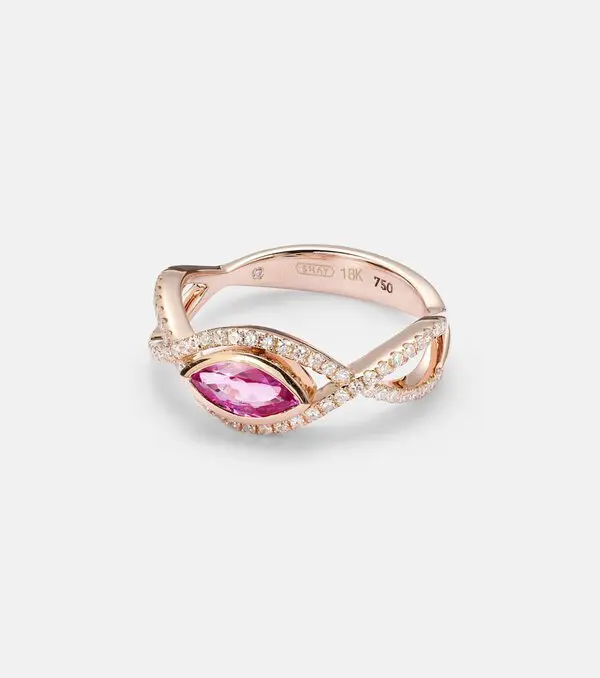 Shay Jewelry 18kt Rose Ring With Sapphire And Diamonds - Gold