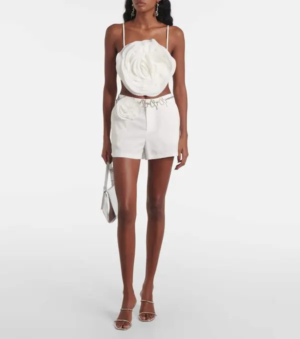 Blumarine Floral-applique Gabardine Shorts