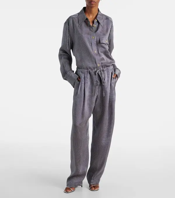 Khaite Trenton Striped Straight Pants