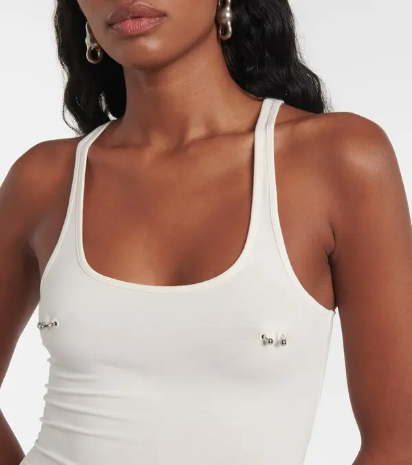 MUGLER Embellished Cotton Bodysuit