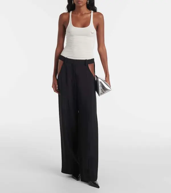 MUGLER Embellished Cotton Bodysuit