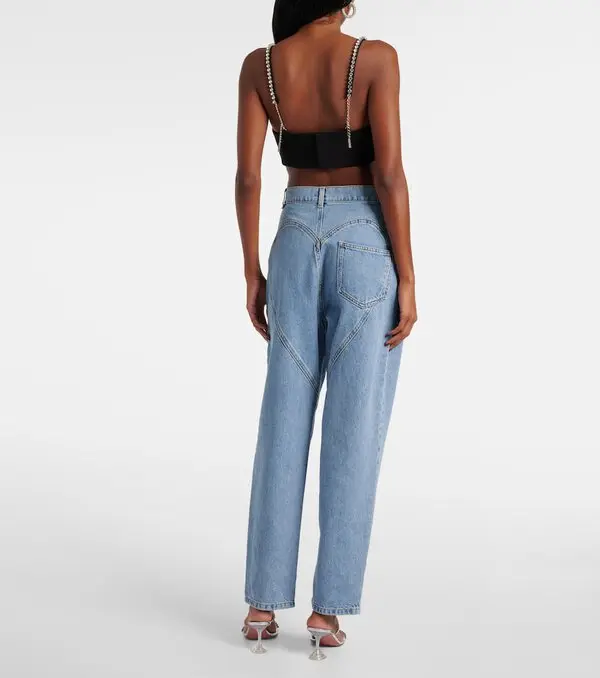 AREA Heart Crystal-embellished Crop Top