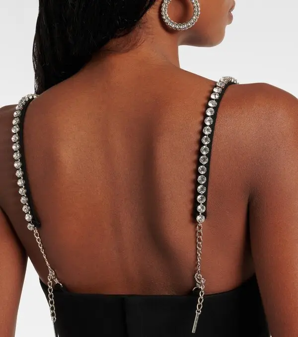 AREA Heart Crystal-embellished Crop Top